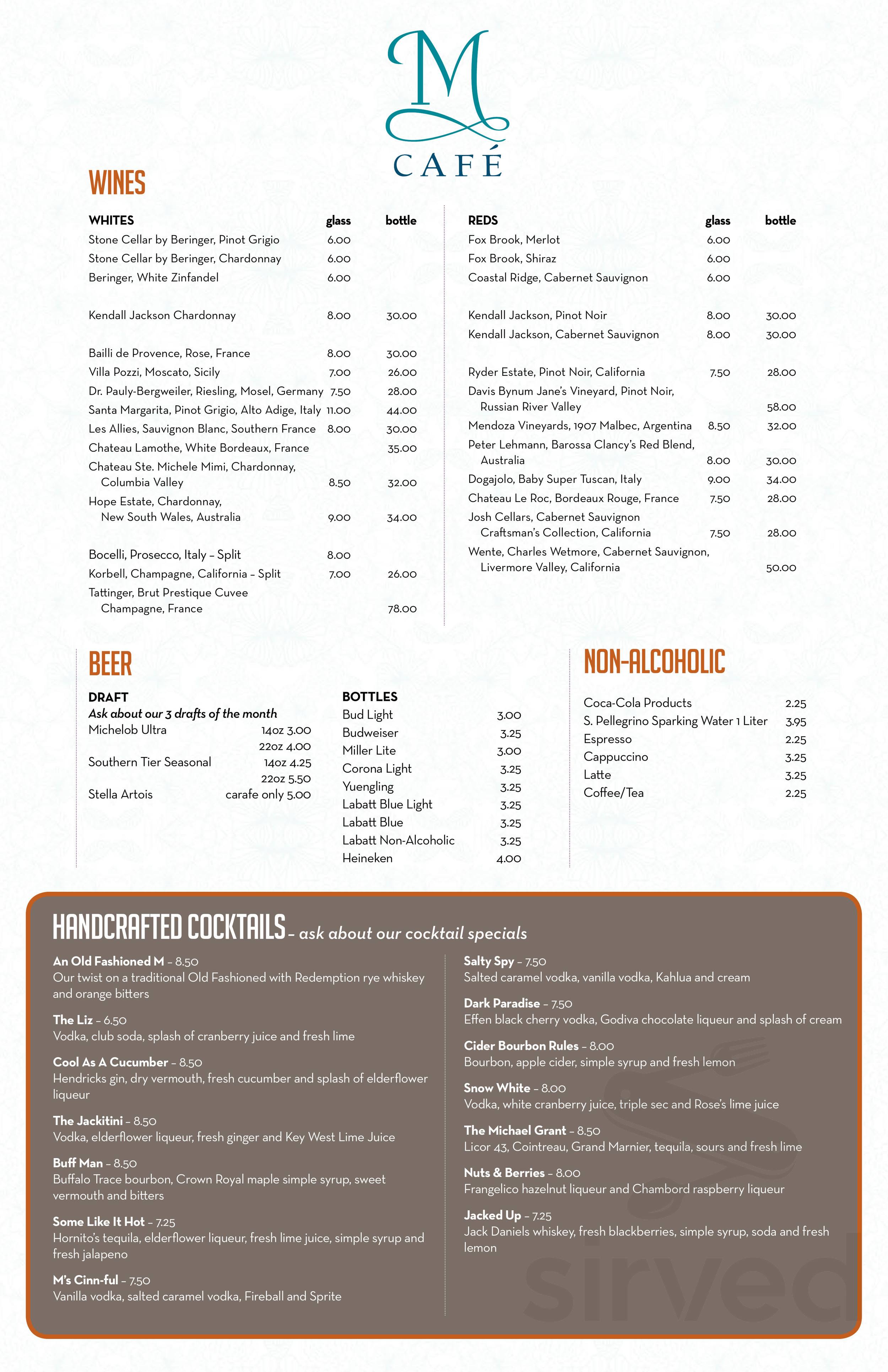 M Café menus in Erie, Pennsylvania, United States