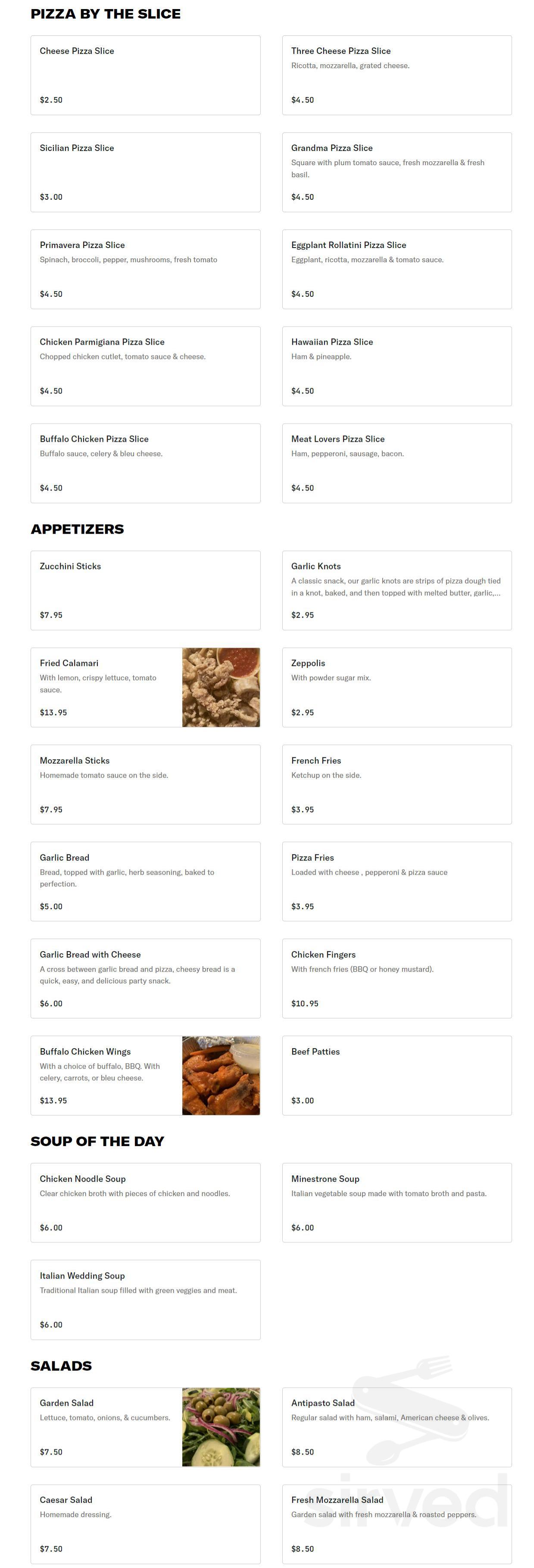 Rrapi's of Arthur ave pizza menu in Harriman, New York, USA