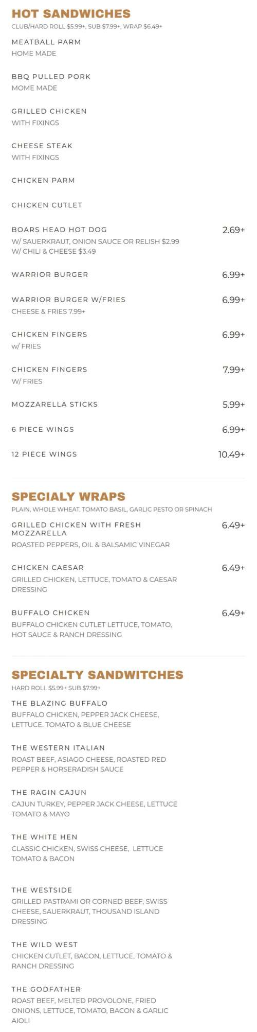 Perino's Market menu in Slate Hill, New York, USA