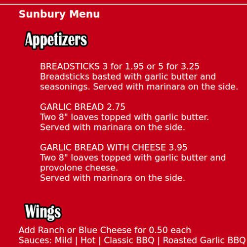 Classic Pizza menu in Westerville, Ohio, USA