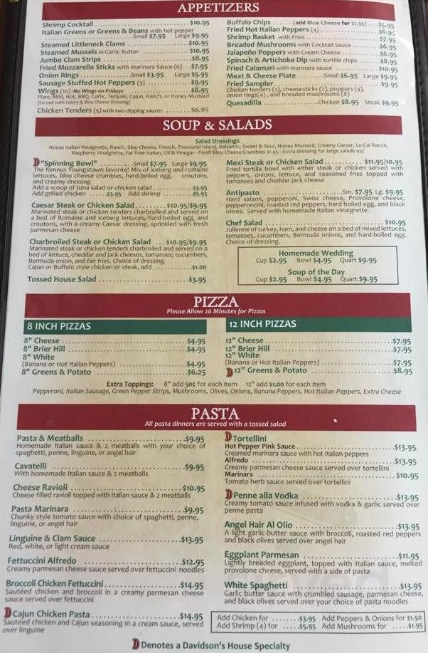 Davidson's Restaurant menu in Canfield, Ohio, USA