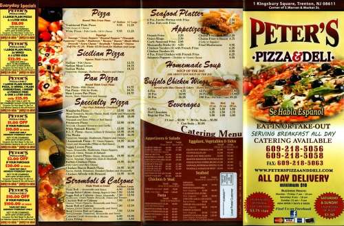Peters Pizza and Deli menu in Trenton, New Jersey, USA
