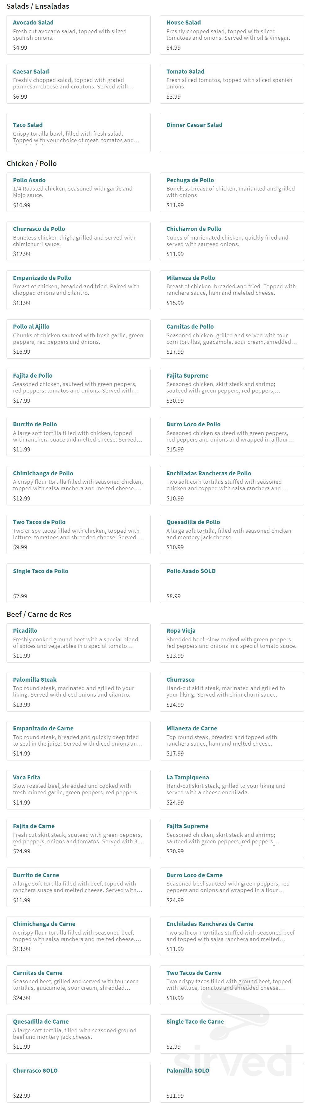 Don Lolo's menu in Hallandale Beach, Florida, USA