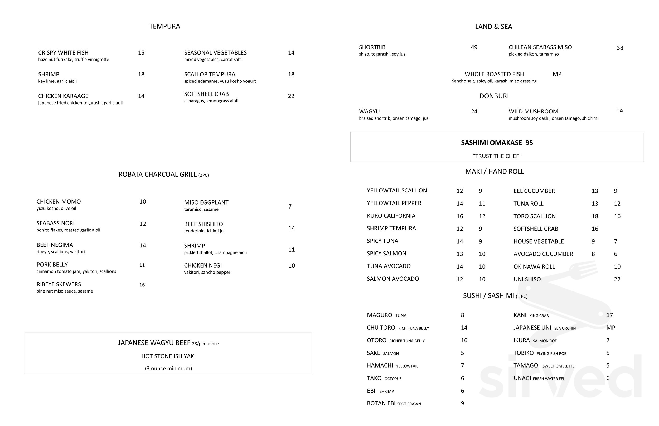 Menu for Kuro in Atlantic City, NJ | Sirved