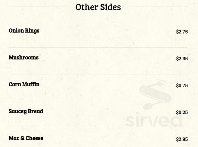 Charlie Staples Bar-B-Q menu in Youngstown, Ohio, USA