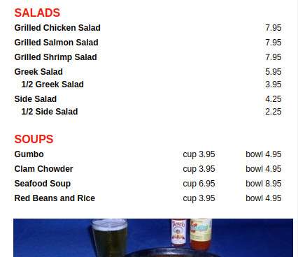 Fish Shack menu in Plano, Texas, USA