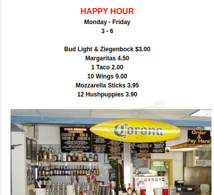 Fish Shack menu in Richardson, Texas, USA