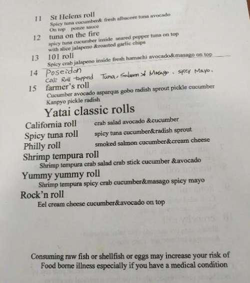 Yatai sushi menu in Lincoln City, Oregon, USA