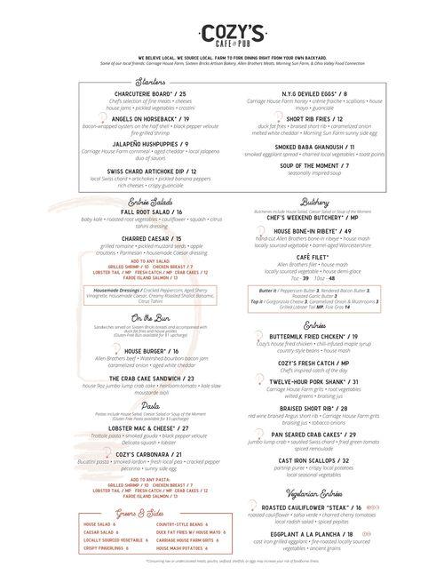 Cozy's Café & Pub menu in Liberty Township, Ohio, USA