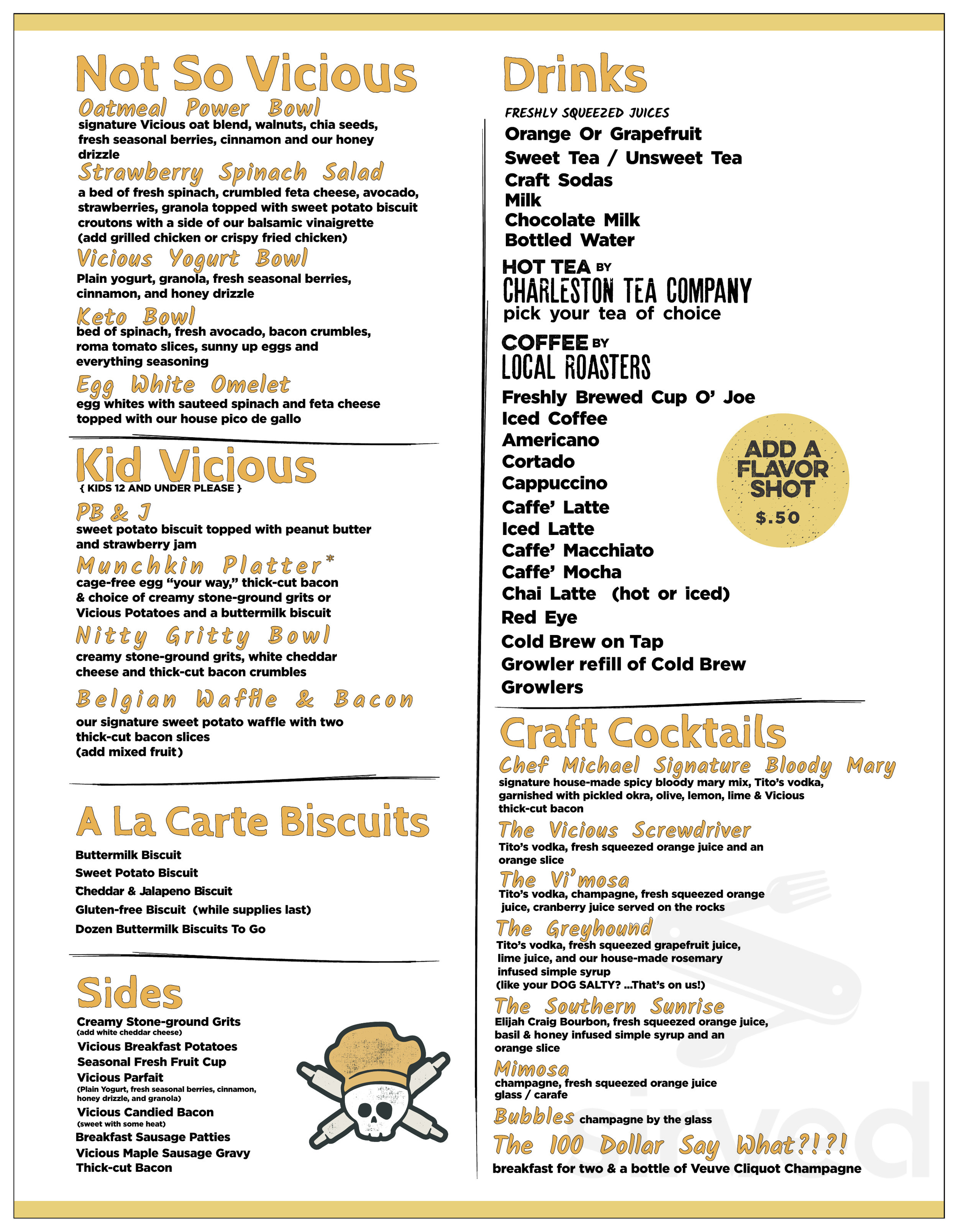 Vicious Biscuit Mount Pleasant menu in Mt Pleasant, South Carolina, USA