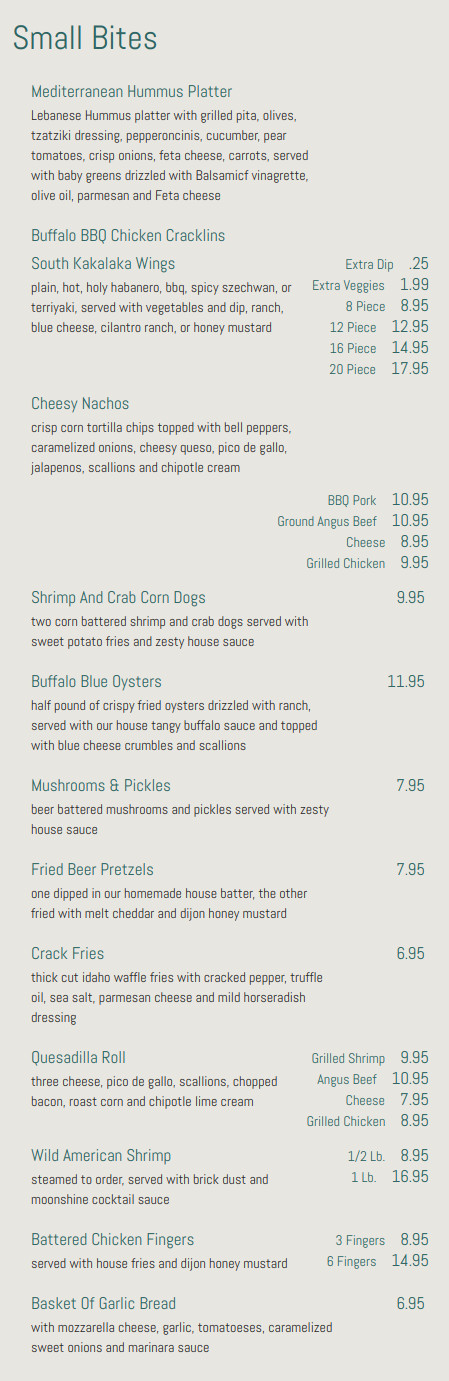 Menu - Beaufort SC's Bricks On Boundary | Sirved