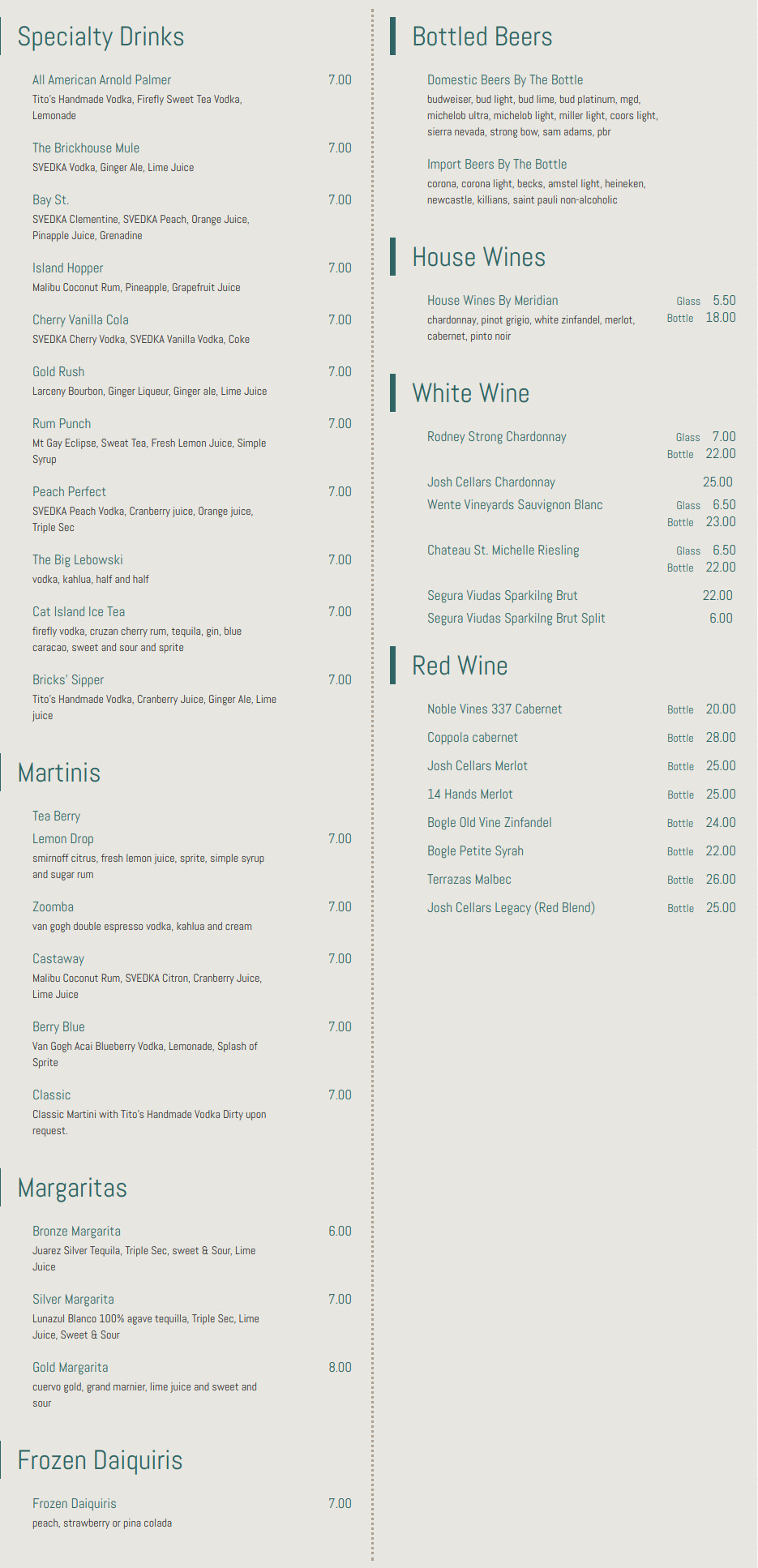 Menu - Beaufort SC's Bricks On Boundary | Sirved