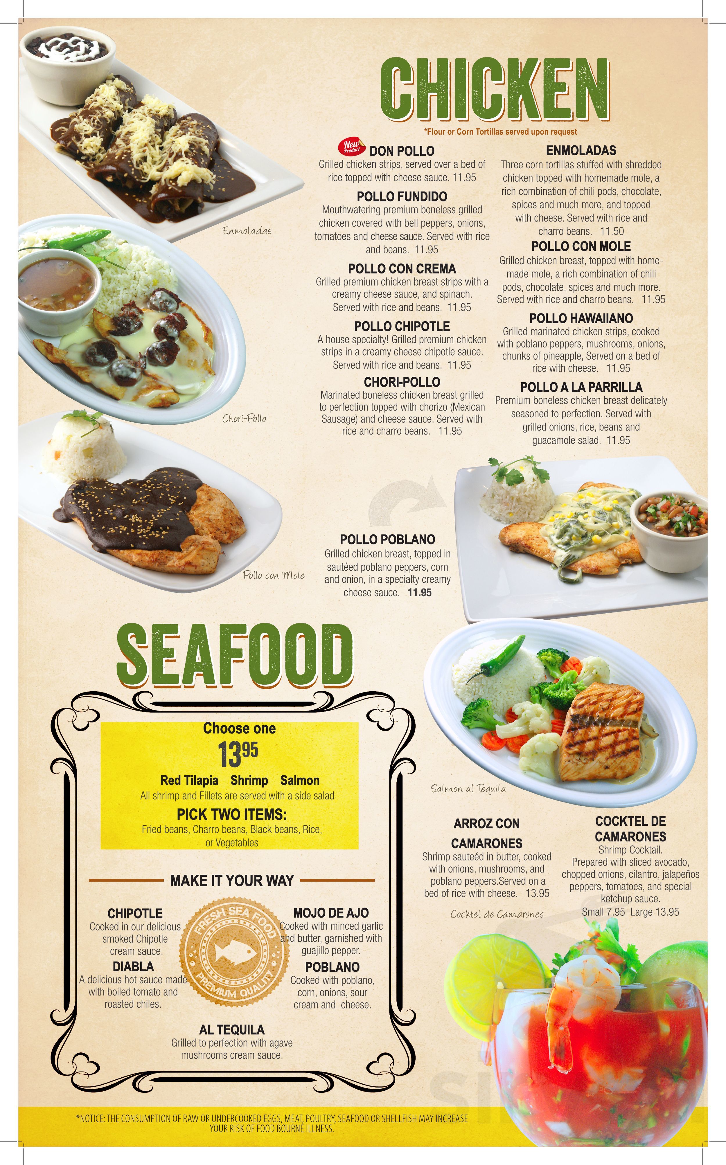 El Porton Méxican Restaurant menu in Little Rock, Arkansas, USA