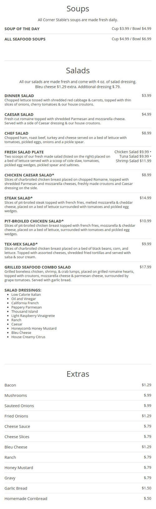 Bones-n-Shells menu in York, Pennsylvania, USA