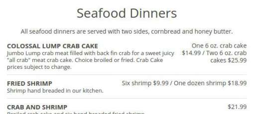 Menu for Bones-n-Shells in York, PA | Sirved
