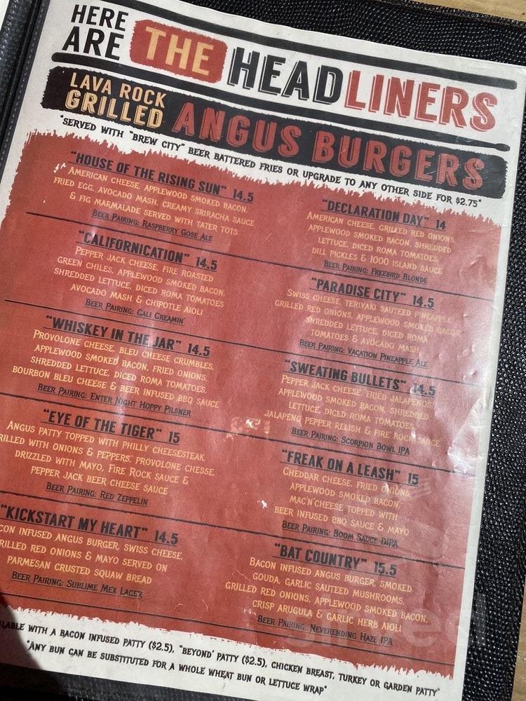 Fire Rock Burgers & Brews menu in Calimesa, California, USA