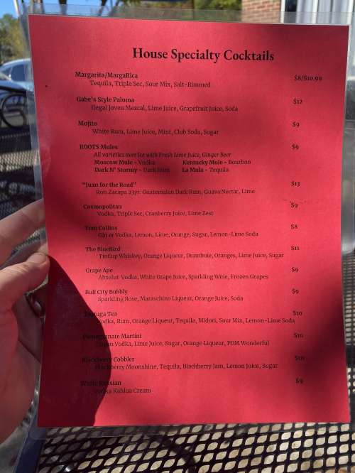 Roots Bistro & Bar menu in Durham, North Carolina, USA