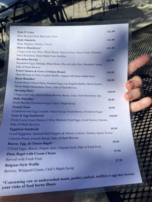 Roots Bistro & Bar menu in Durham, North Carolina, USA