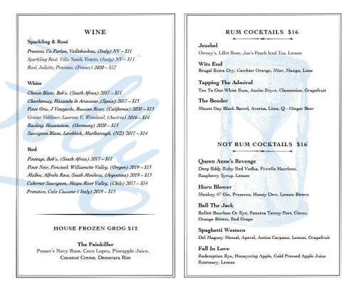 The Folly menu in New York, New York, USA