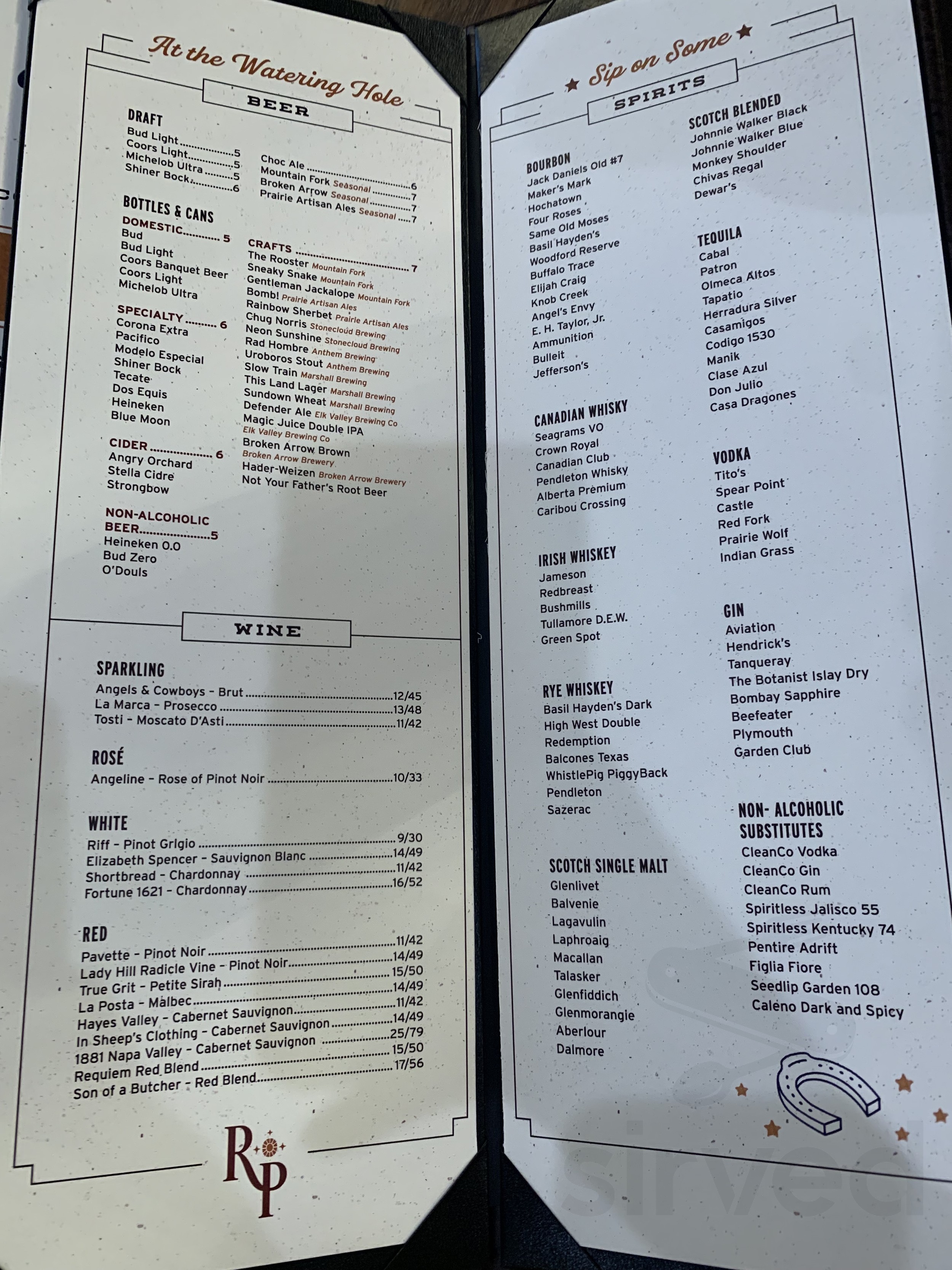 Rebas menu in Atoka, Oklahoma, USA