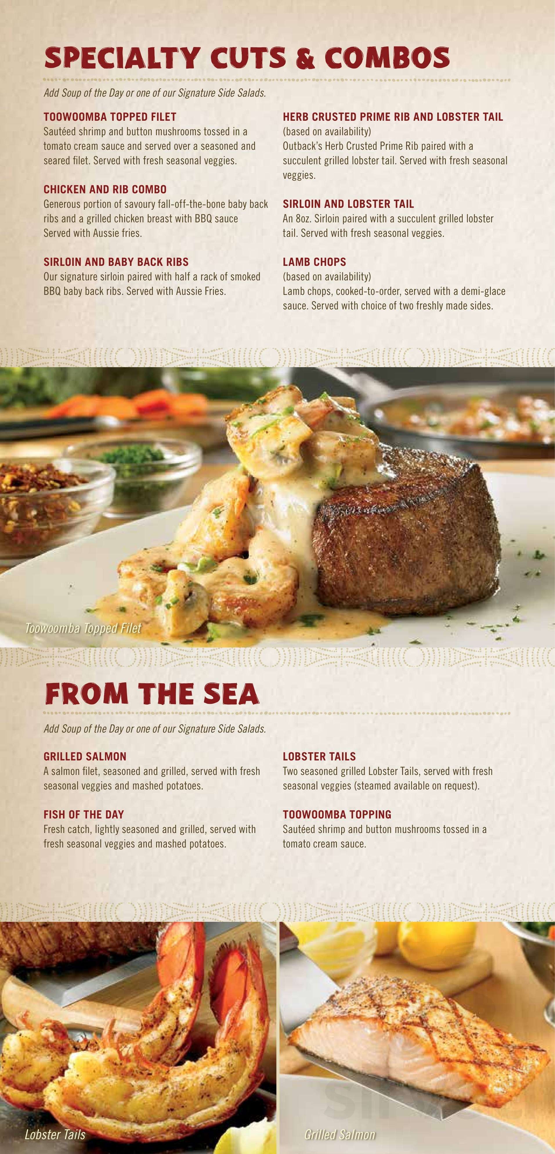 Outback Steakhouse menus in Niagara Falls, Ontario, Canada