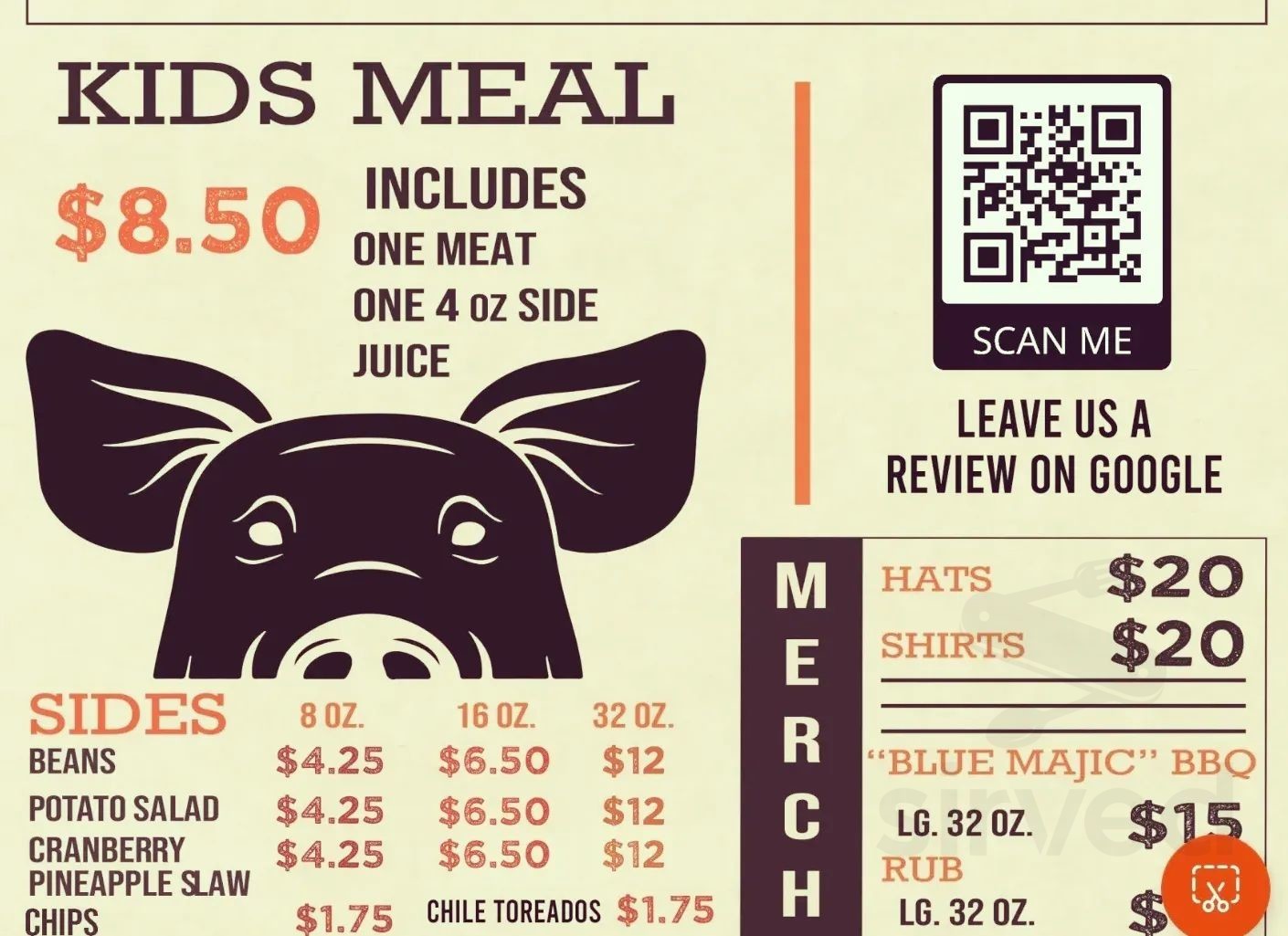 Menu for Rollin' Smoke BBQ in Anthony, TX | Sirved