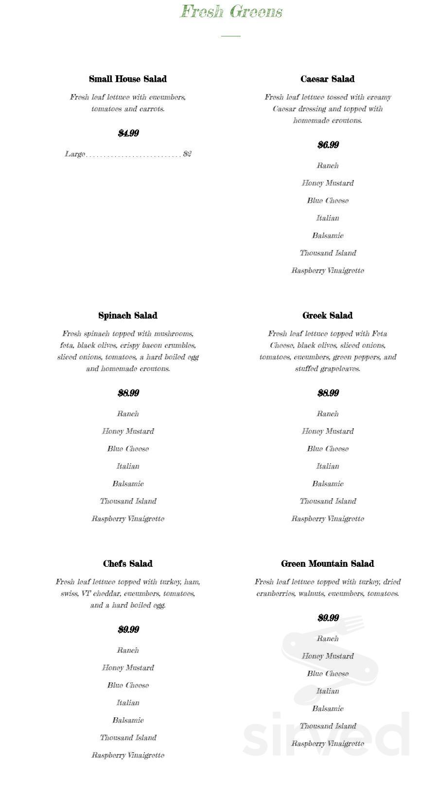 Menu for The Putney Diner in Putney, VT | Sirved