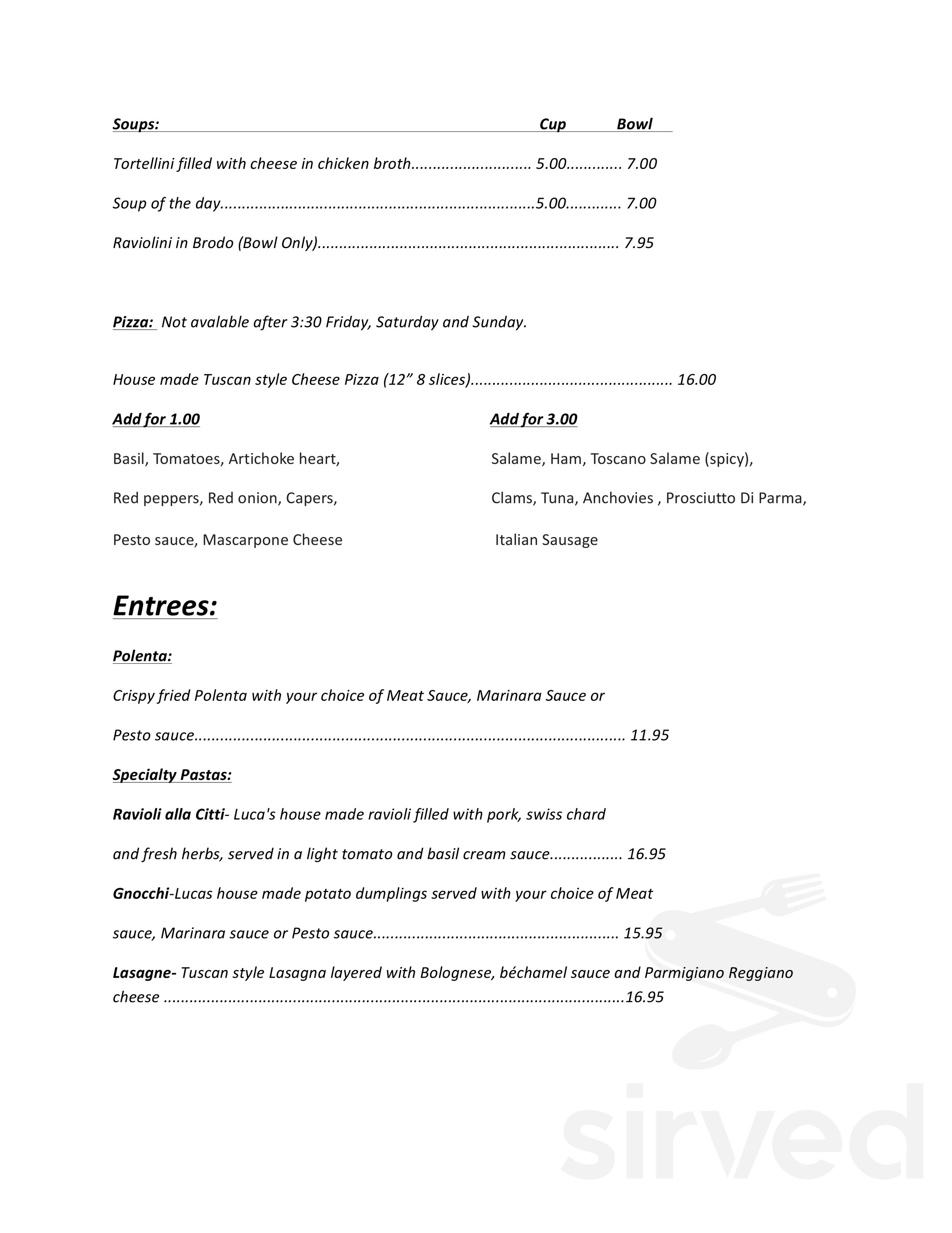 Cafe Citti menus in Santa Rosa, California, United States