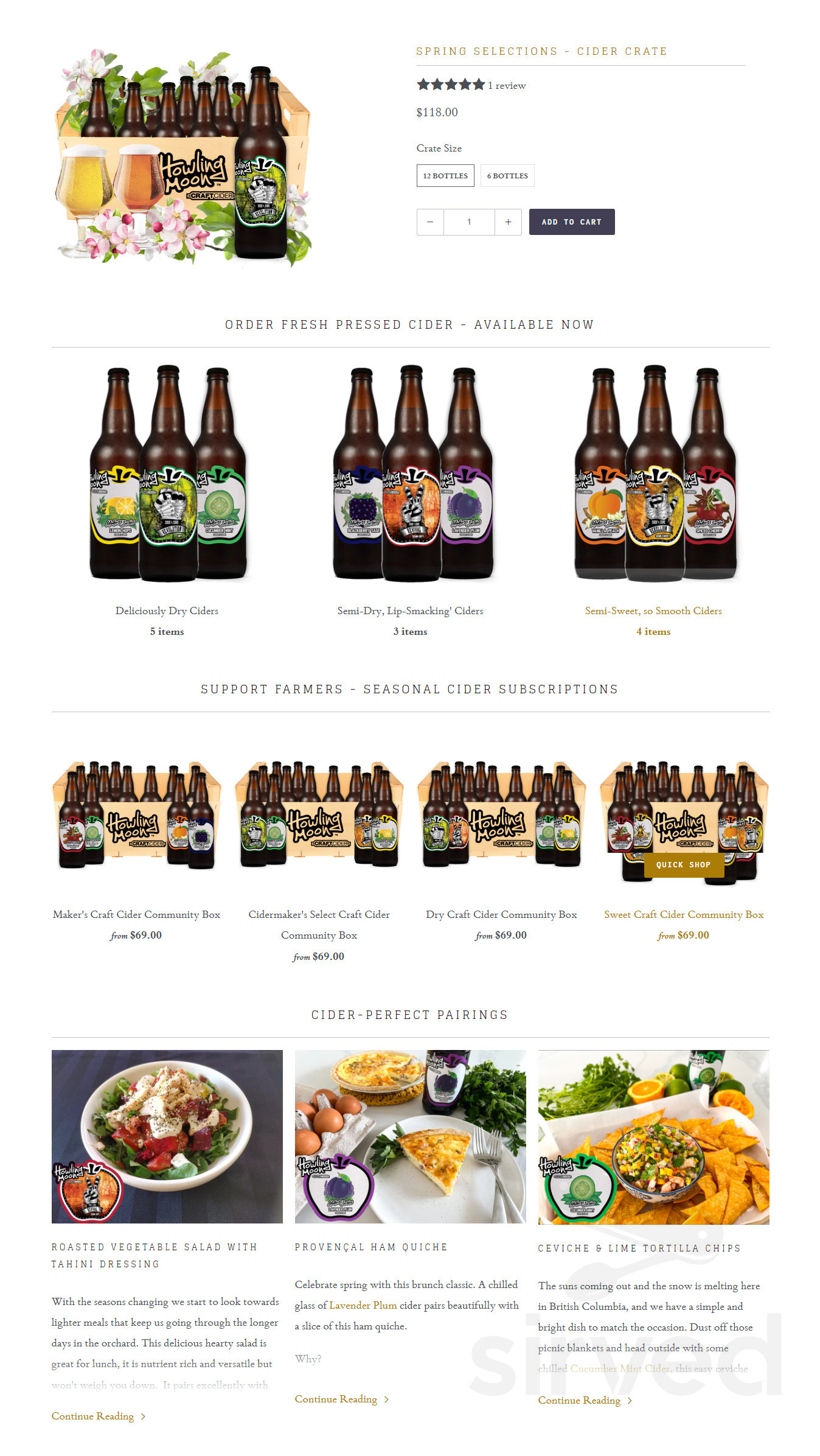Menu - Oliver BC's Howling Moon Craft Cider | Sirved