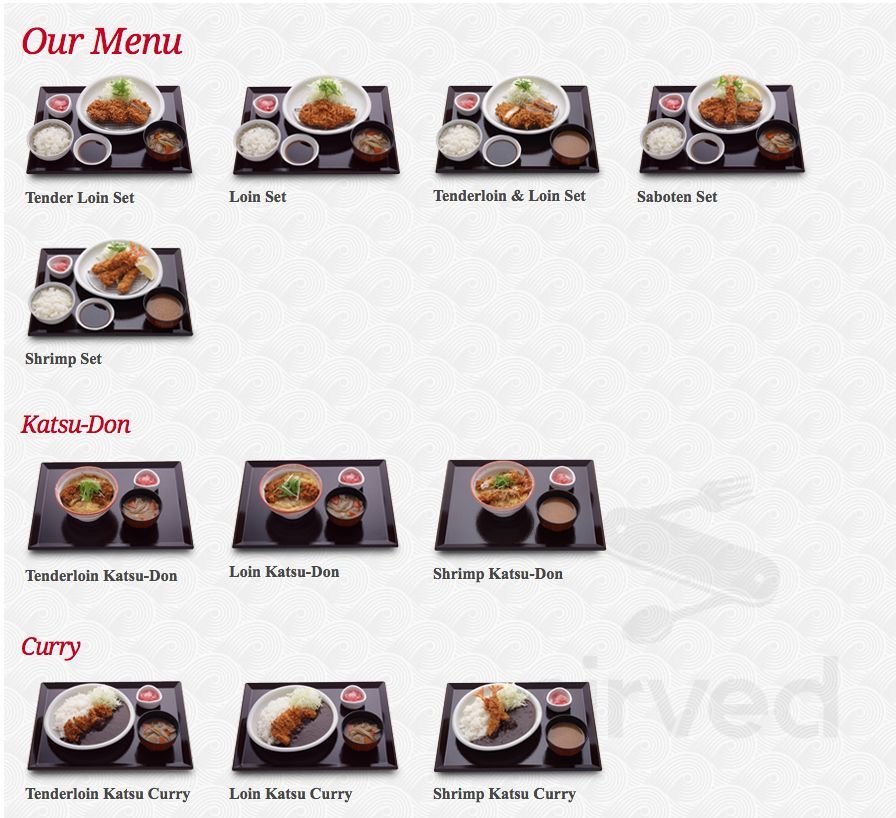 Saboten Aberdeen menus in Richmond, British Columbia, Canada