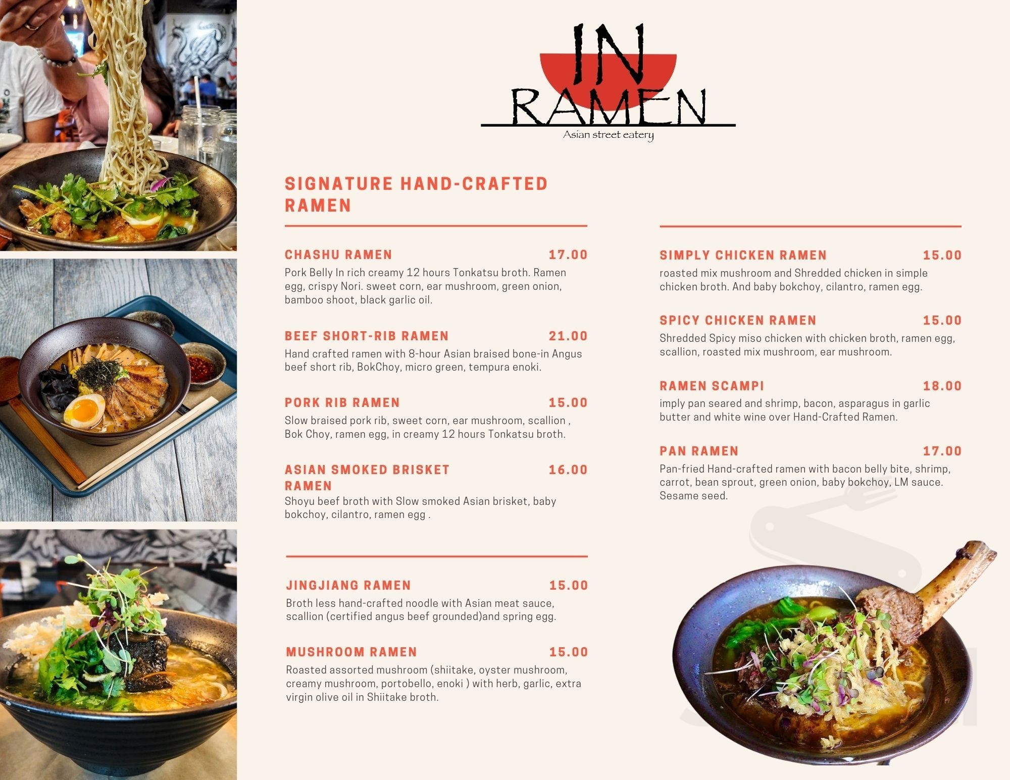 In Ramen menu in Dania Beach, Florida, USA