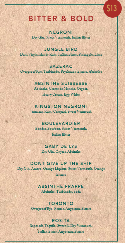 Anvil menu in Houston, Texas, USA