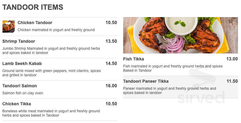 Menu - Manteca CA's Indian Cafe Manteca CA | Sirved