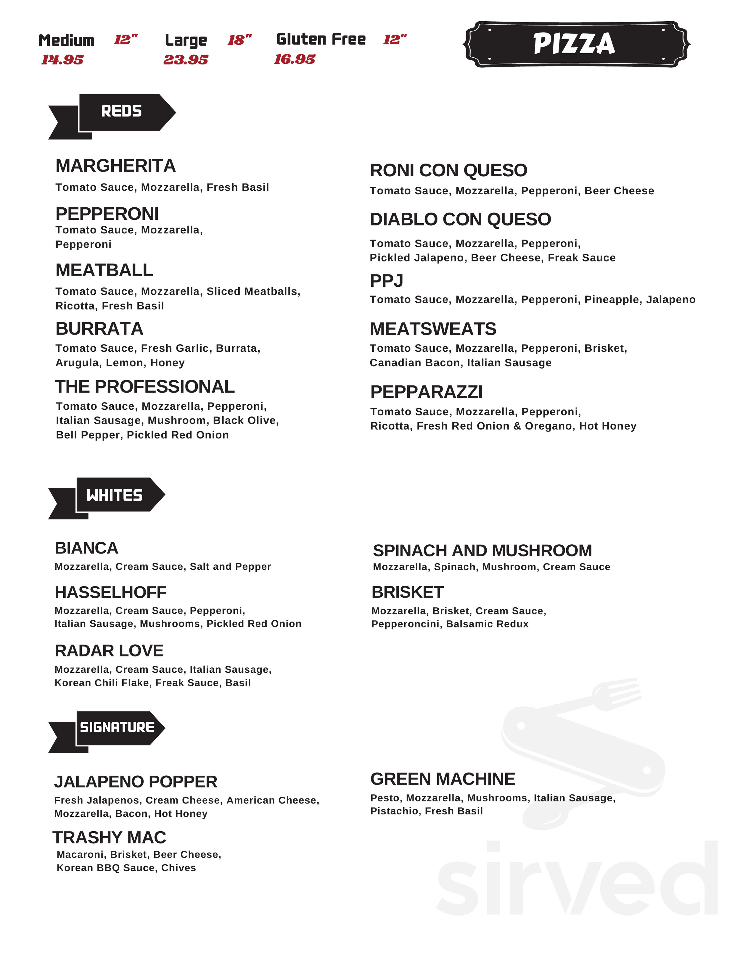 Pizzeria Nomad menu in Amarillo, Texas, USA