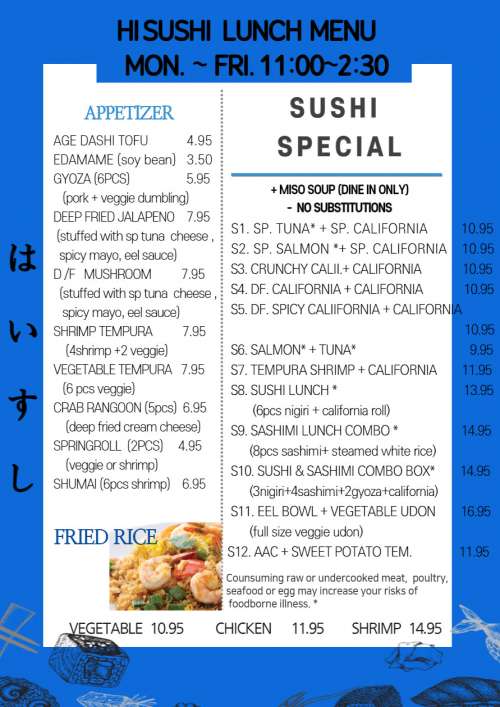 Hi Sushi menu in Warren, Michigan, USA