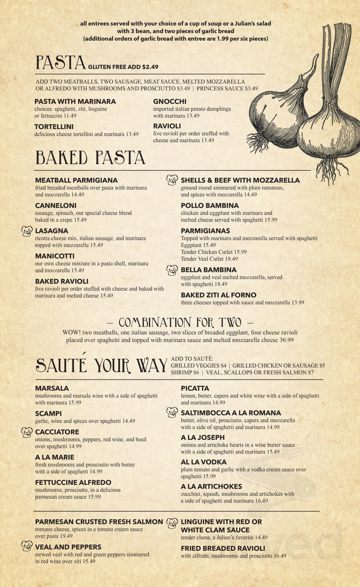 Julian Restaurant menu in Tampa, Florida, USA