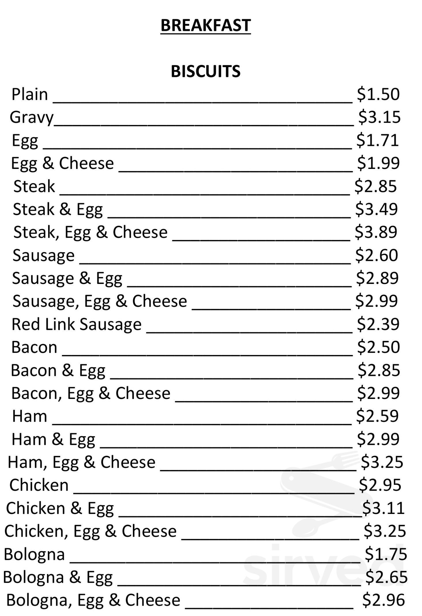 Griffith's Drive-In menu in Griffin, Georgia, USA