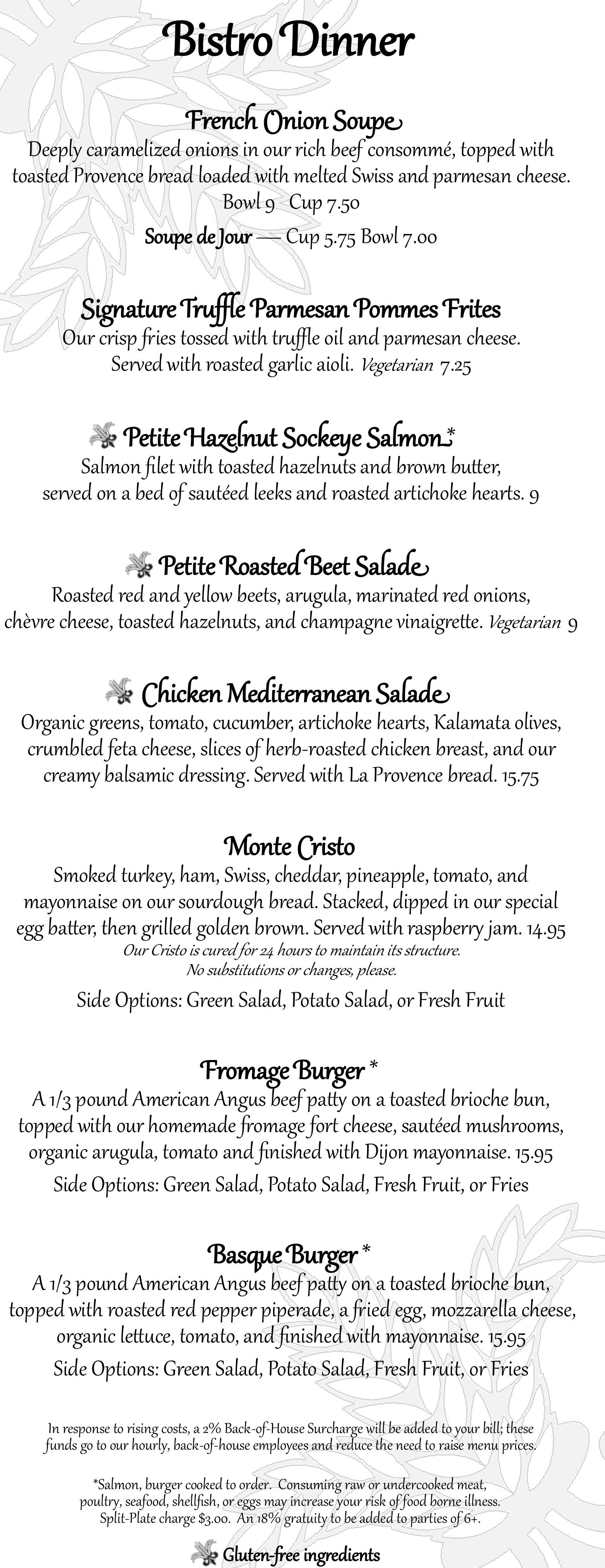 Menu for La Provence Boulangerie & Patisserie in Lake Oswego, OR | Sirved