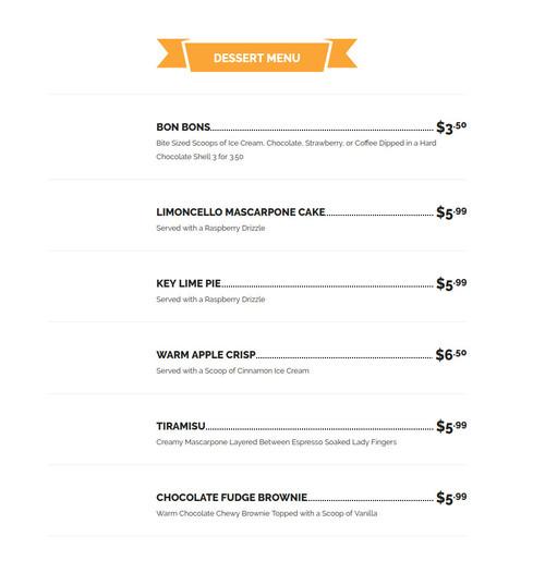 Off the Vine Tuscan Grille menu in Rowley, Massachusetts, USA