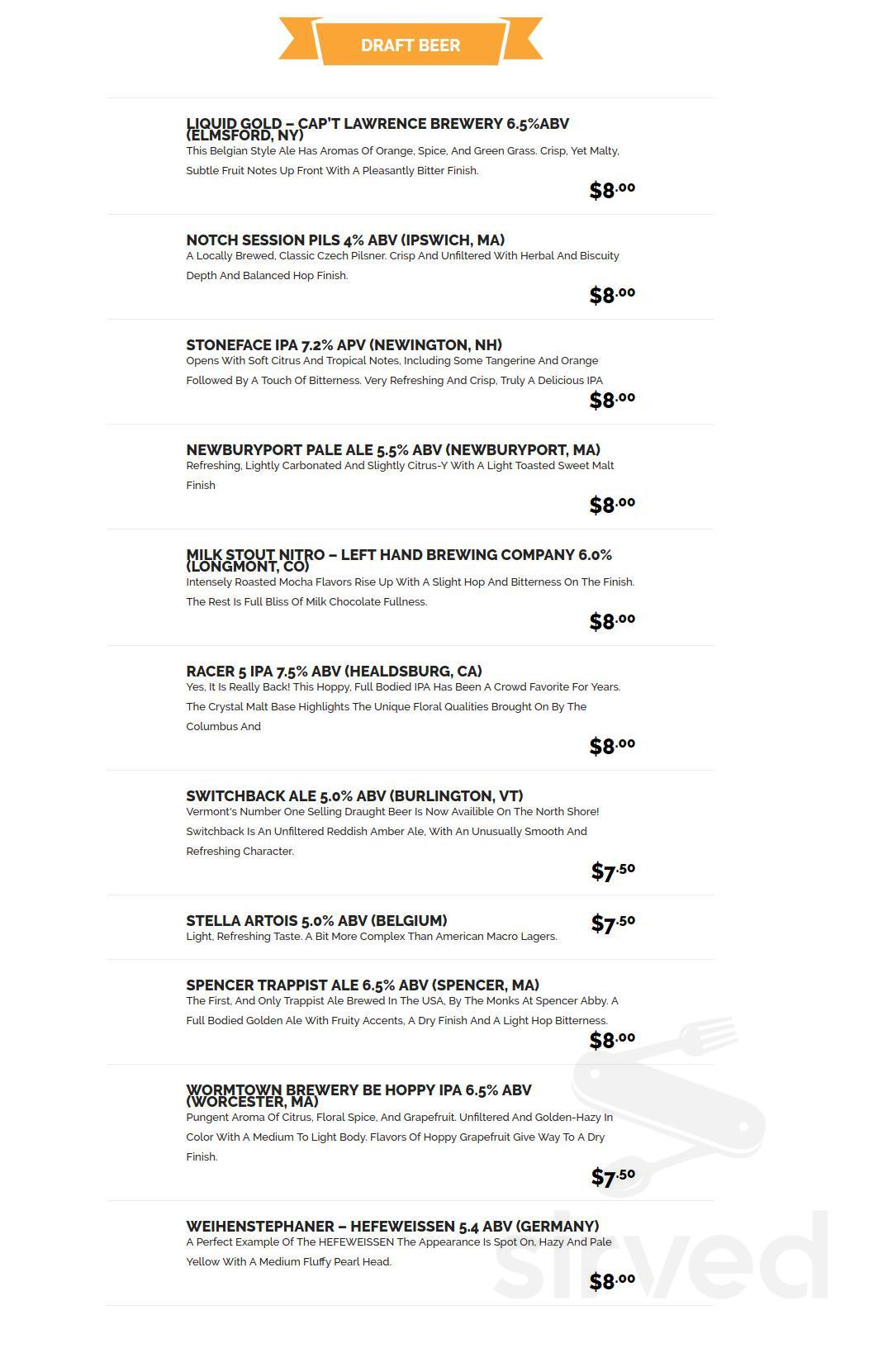 Off the Vine Tuscan Grille menus in Rowley, Massachusetts, United States