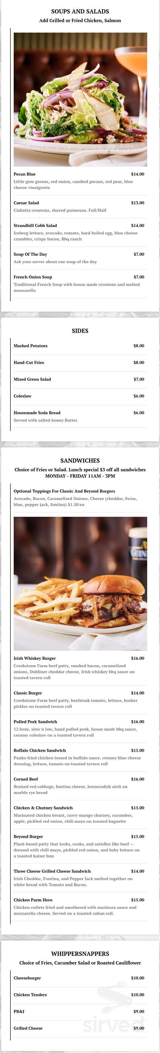 Menu - Tampa FL's Strandhill Public | Sirved