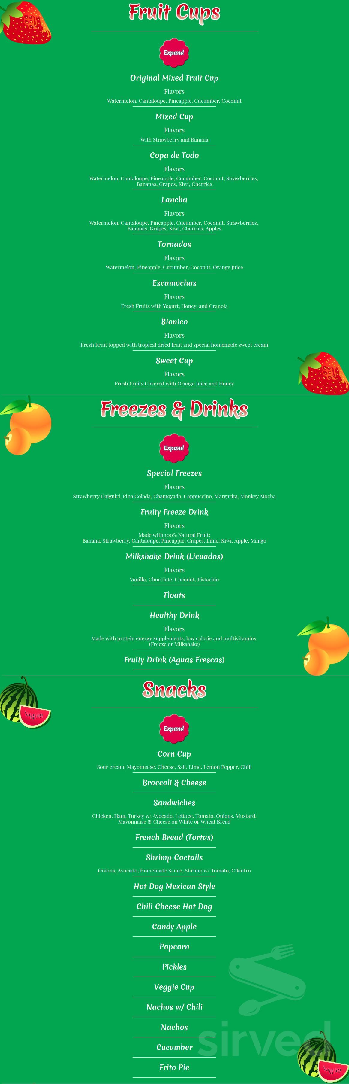 La Paletera menus in Corpus Christi, Texas, United States