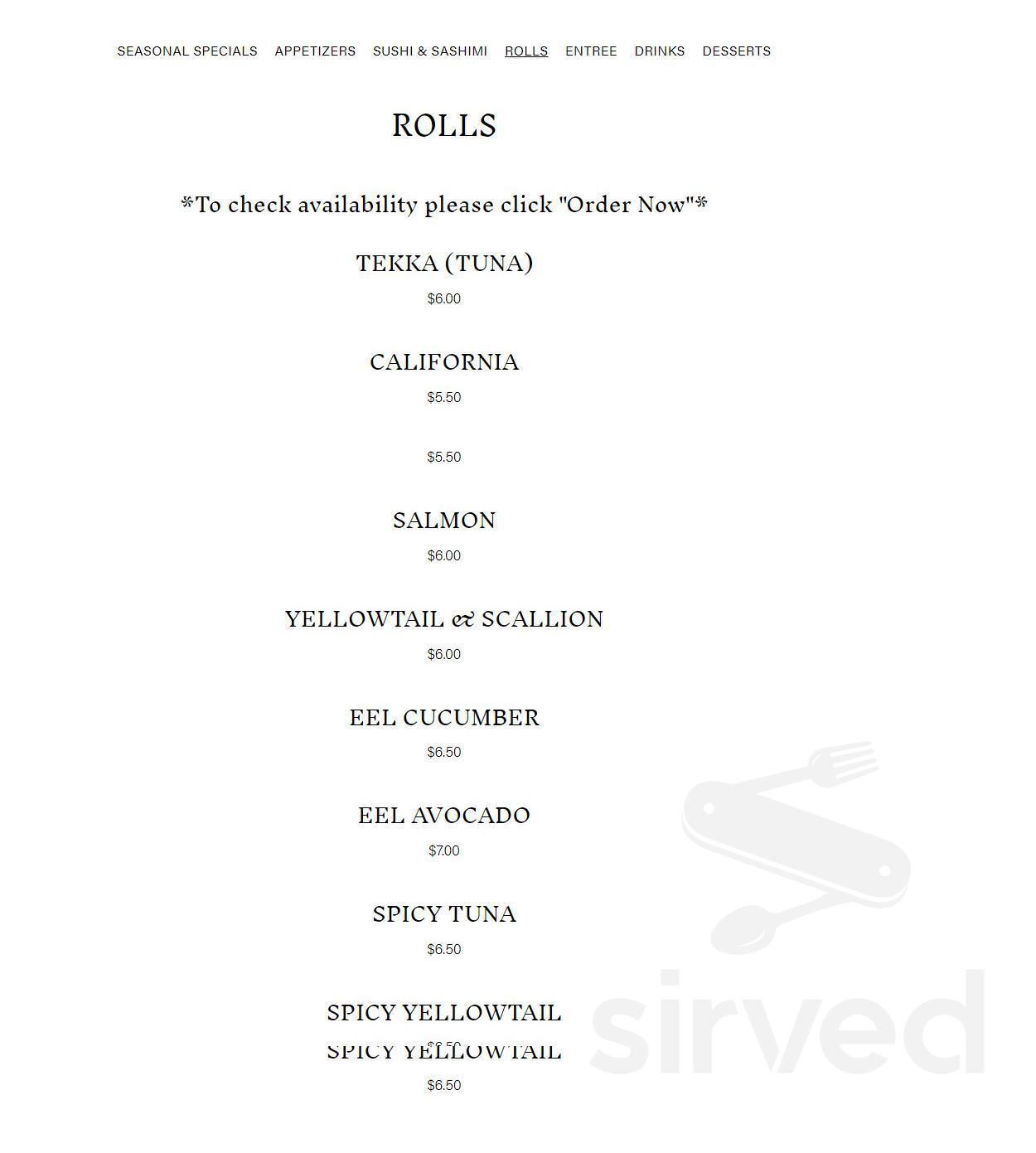 Yama menus in New York, New York, United States