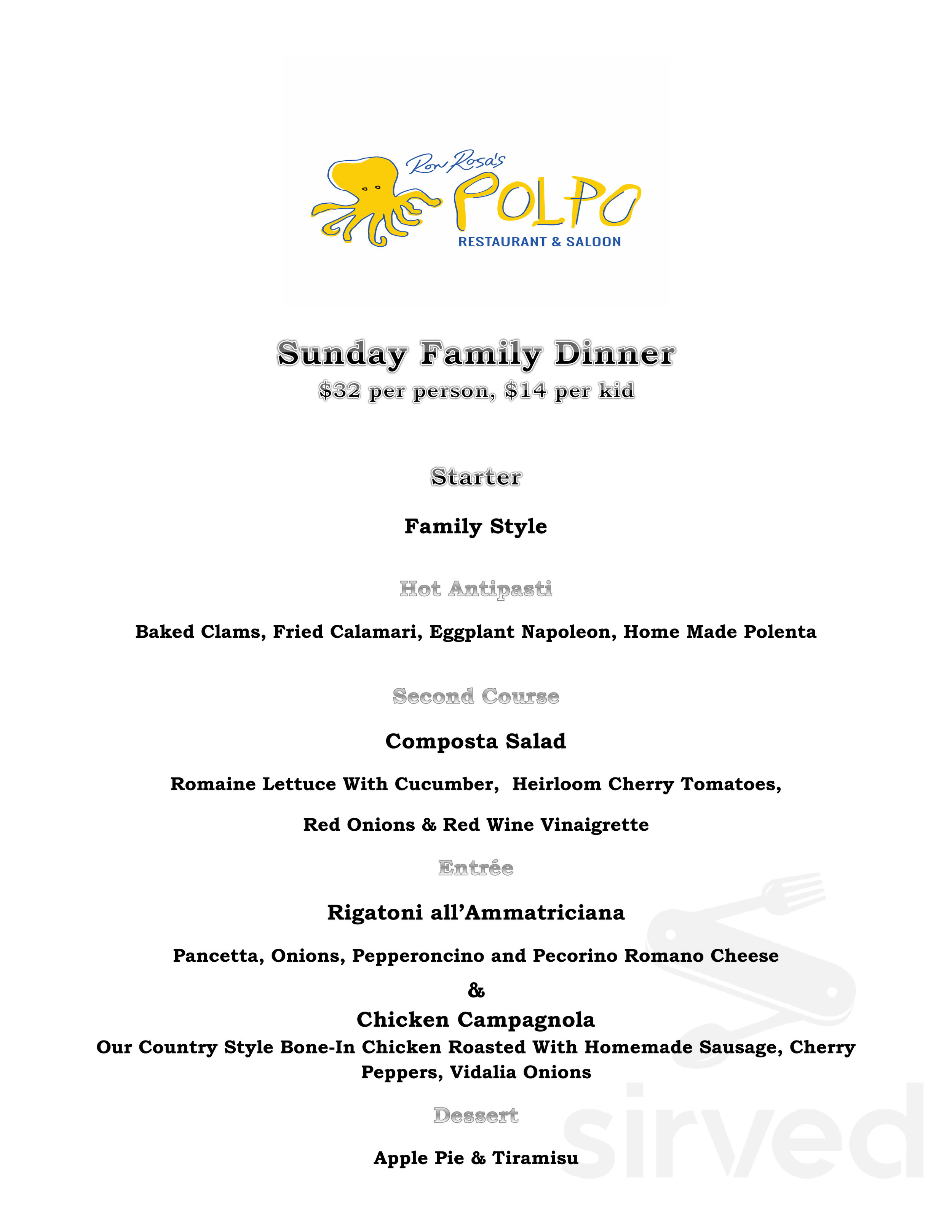 Polpo Restaurant & Saloon menu in Greenwich, Connecticut, USA