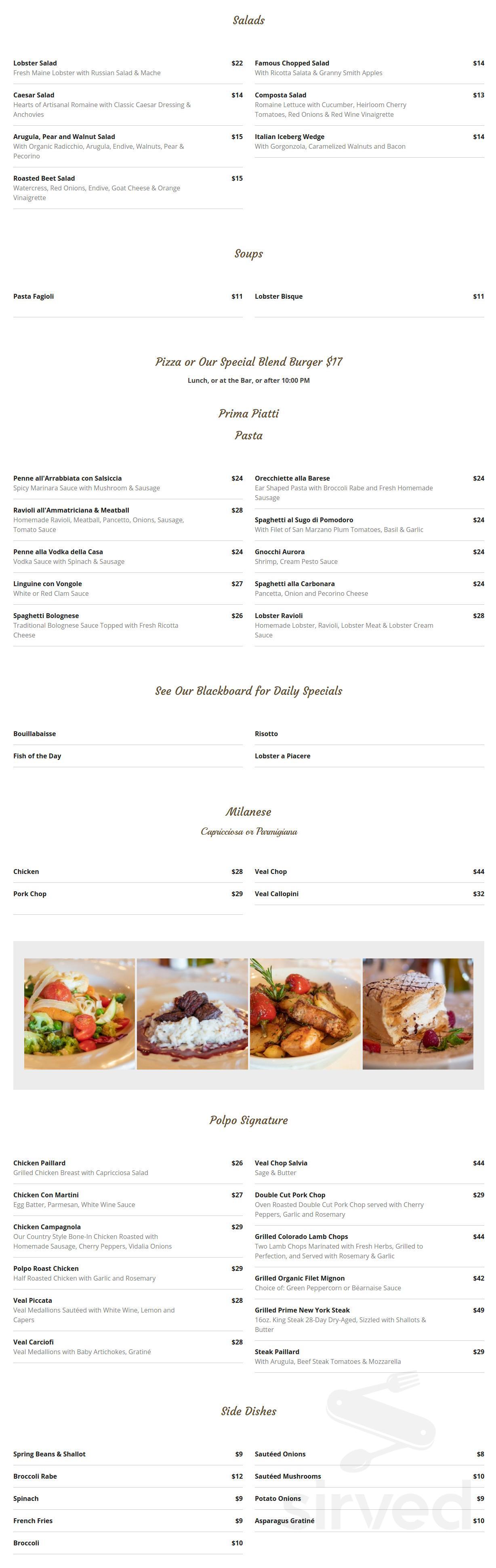 Polpo Restaurant & Saloon menu in Greenwich, Connecticut, USA