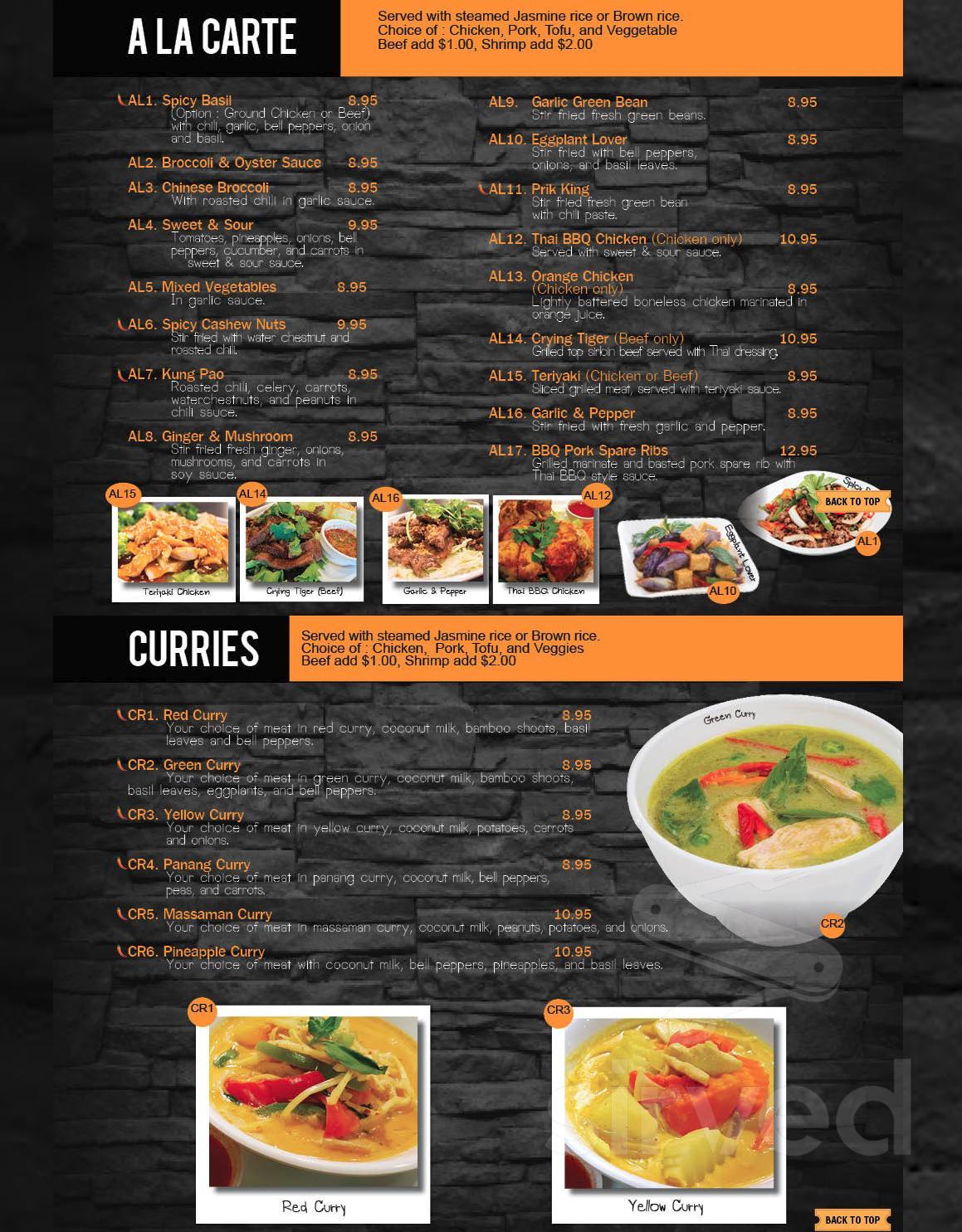 Menu for Thai Thani Cuisine in Chino, California, United States