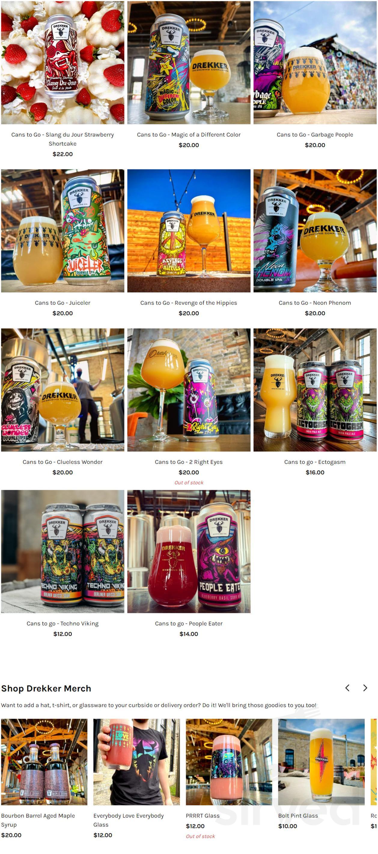 Drekker Brewing Company menu in Fargo, North Dakota, USA