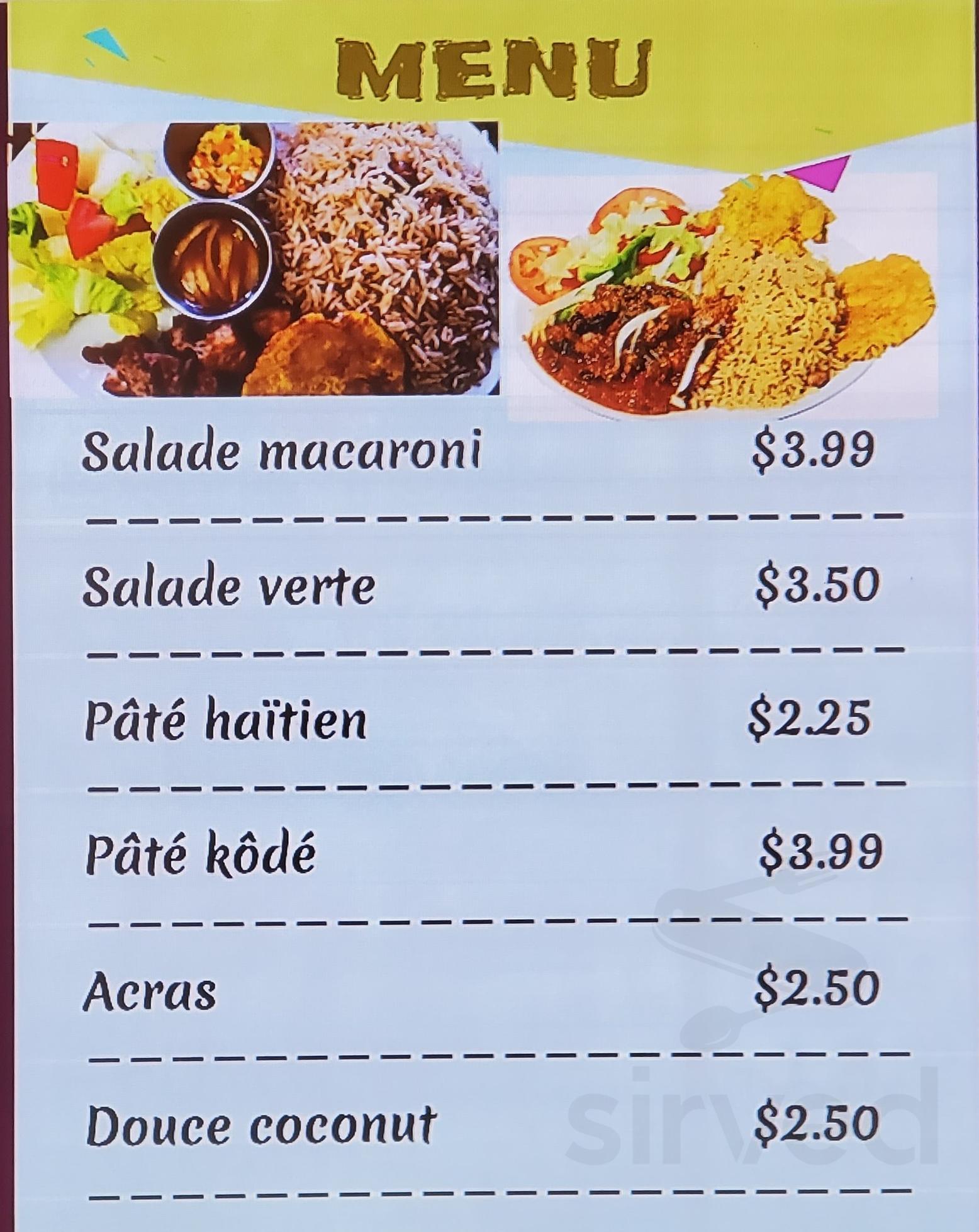 Menu - Pierrefonds QC's Restaurant Saveur Antillaise | Sirved