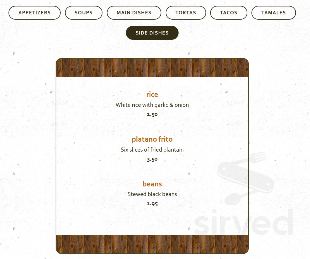 Chichen Itza menu in Los Angeles, California, USA