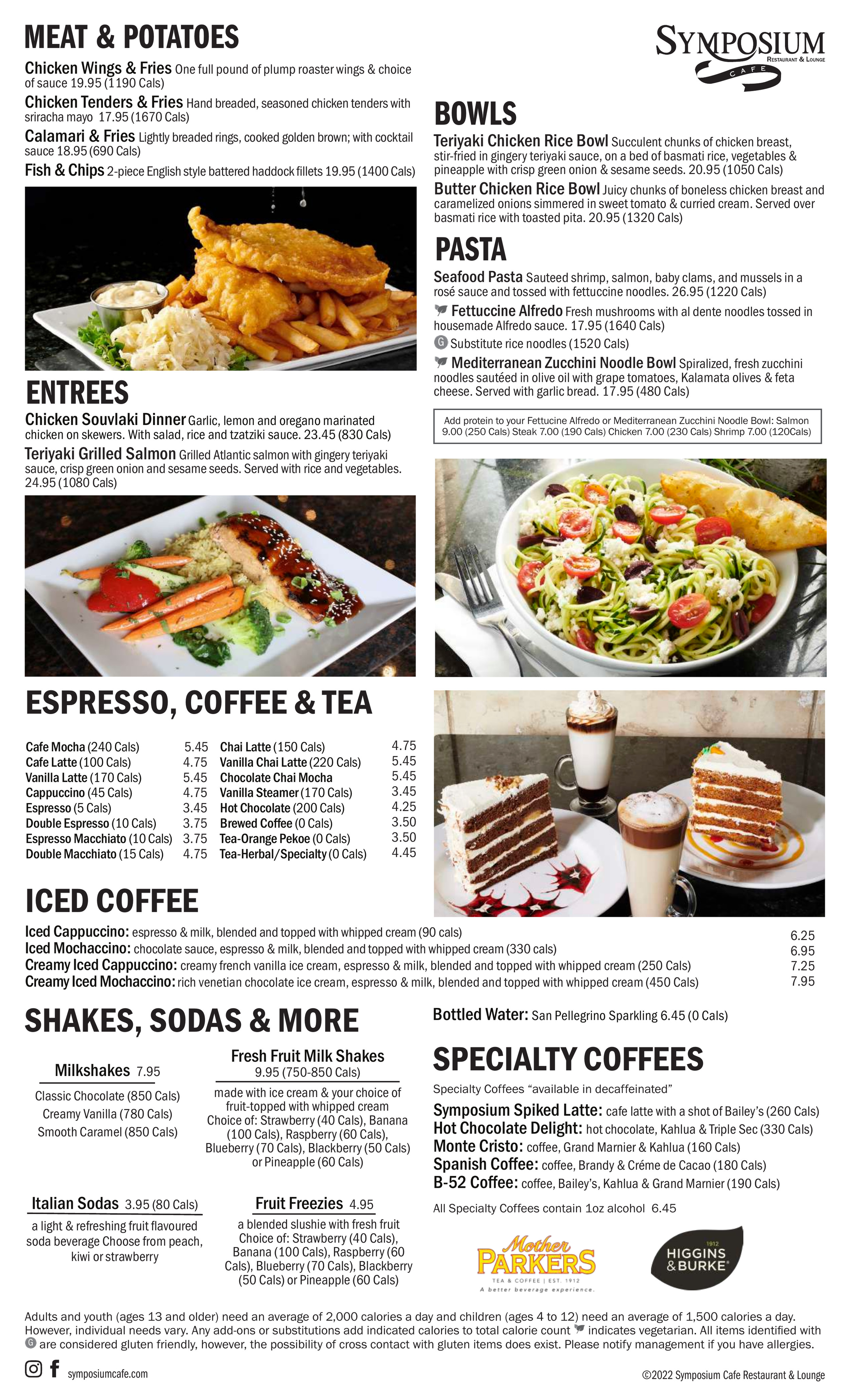Symposium Cafe Restaurant Brantford menu in Brantford, Ontario, Canada